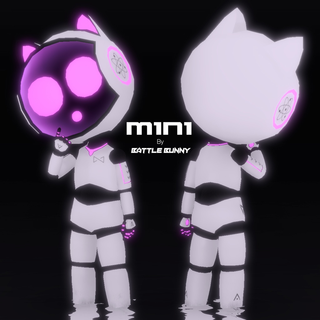 [Original 3D Model] M1N1 Cute Neko Bot Avatar - Battle Bunny Mods - BOOTH