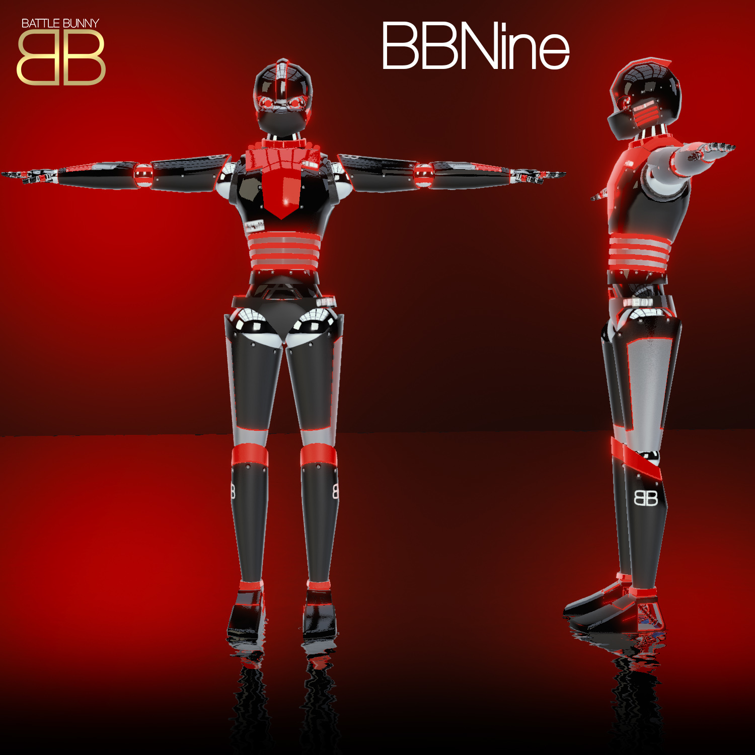 [Original 3D Model] BBNine Tactical Robot VRChat Avatar - Battle Bunny ...