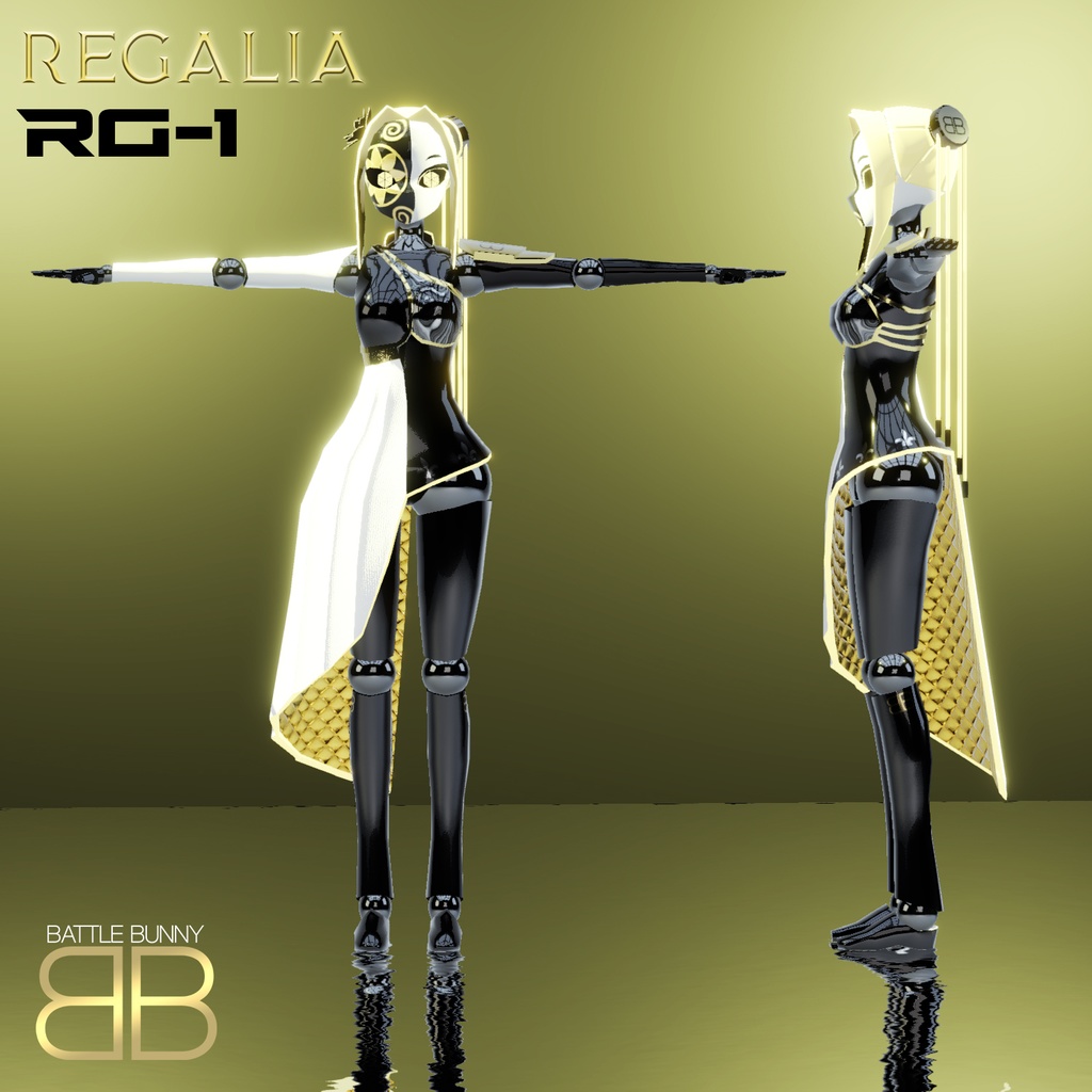 [Original 3D Model] Regalia RG-1 Royal Robot VRChat Avatar - Battle Bunny Mods - BOOTH