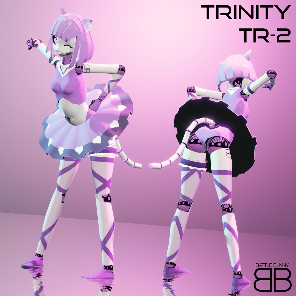 [Original 3D Model] TRINITY TR2 Magical Girl Neko Robot VRChat Avatar - Battle Bunny Mods - BOOTH