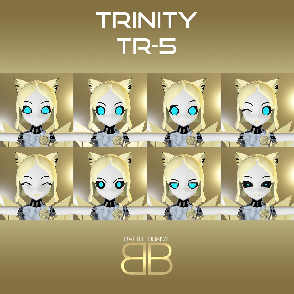 [Original 3D Model] TRINITY TR5 Neko Angel Robot VRChat Avatar - Battle Bunny Mods - BOOTH