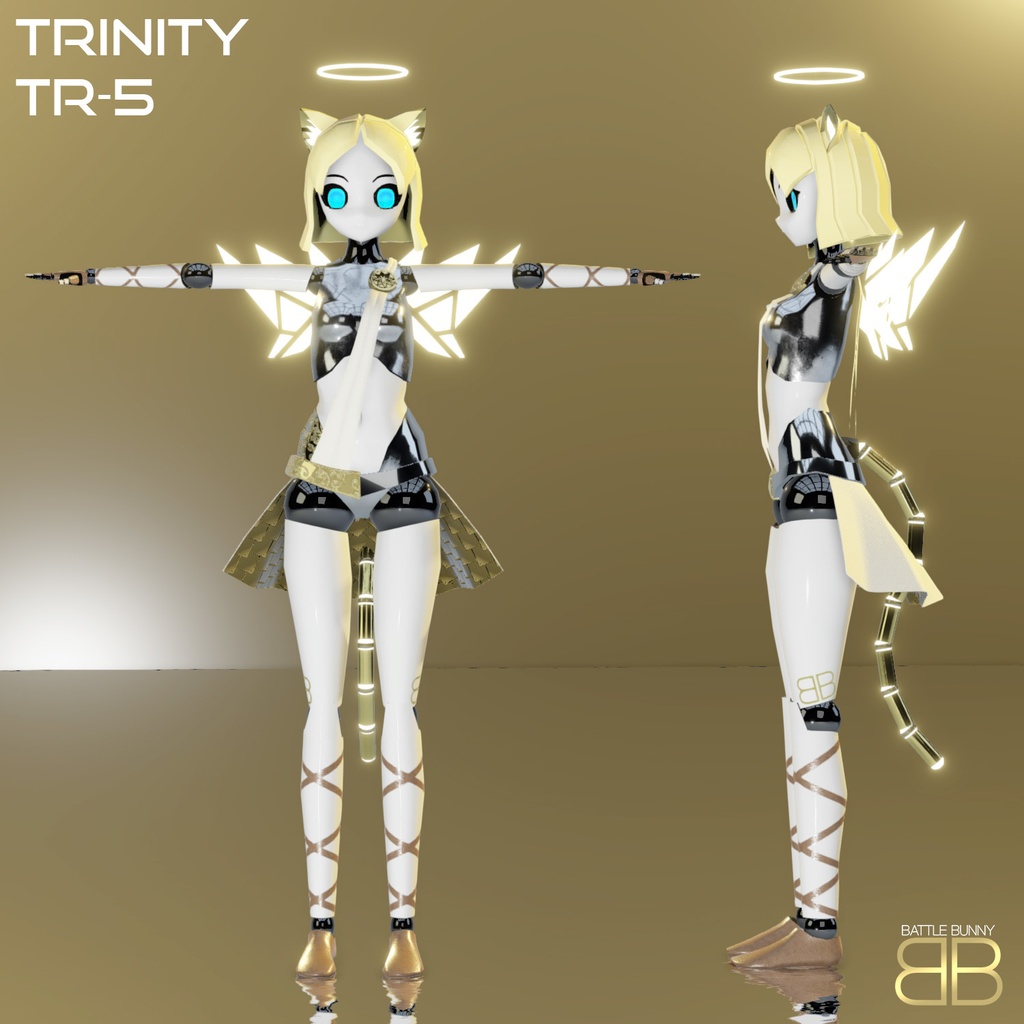 [Original 3D Model] TRINITY TR5 Neko Angel Robot VRChat Avatar - Battle ...