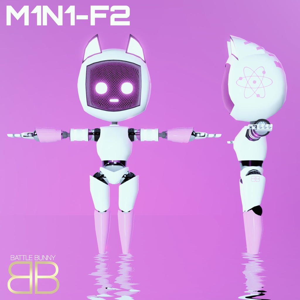 [Original 3D Model] M1N1-F2 Cute Neko Bot VRChat Avatar - Battle Bunny ...