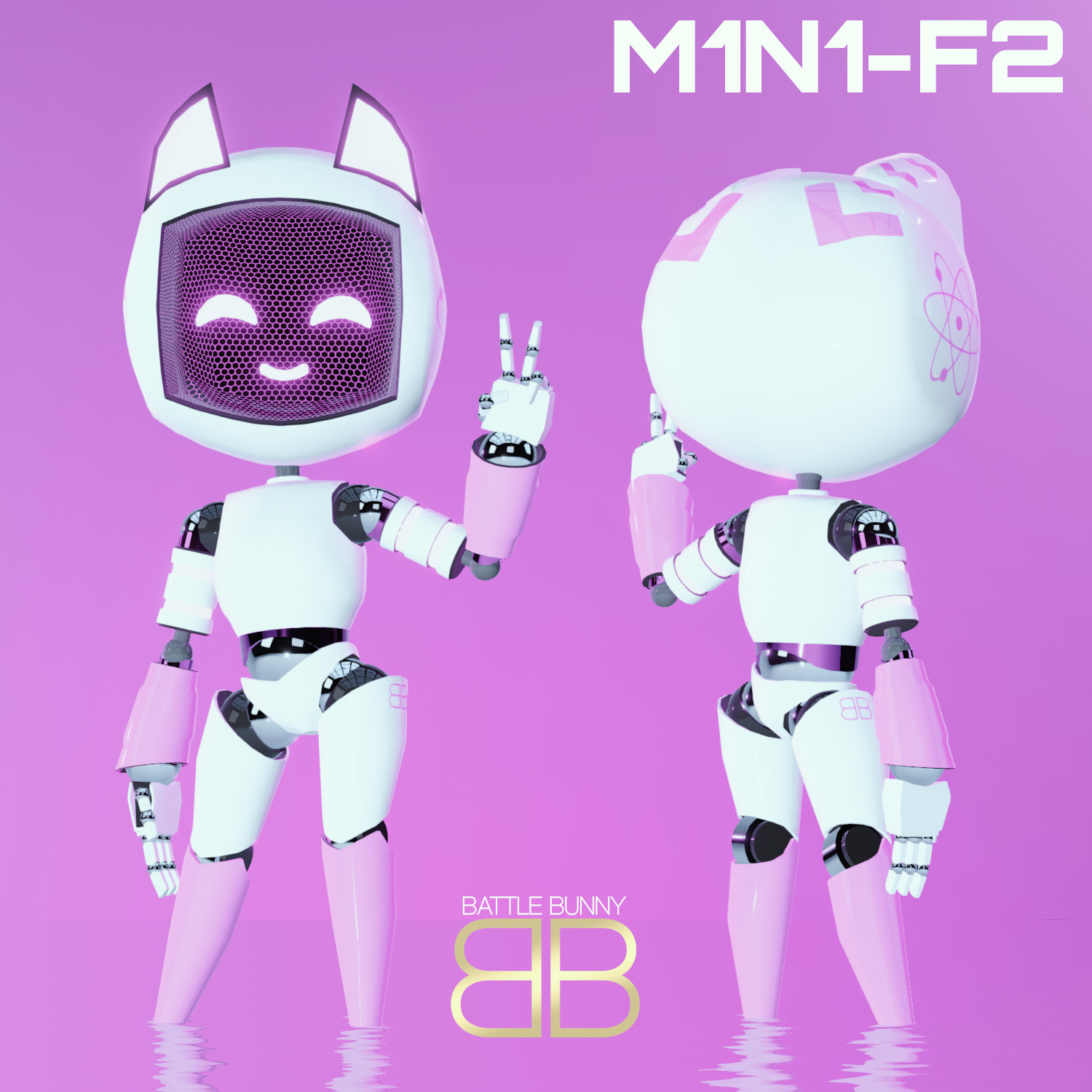 [Original 3D Model] M1N1-F2 Cute Neko Bot VRChat Avatar - Battle Bunny ...