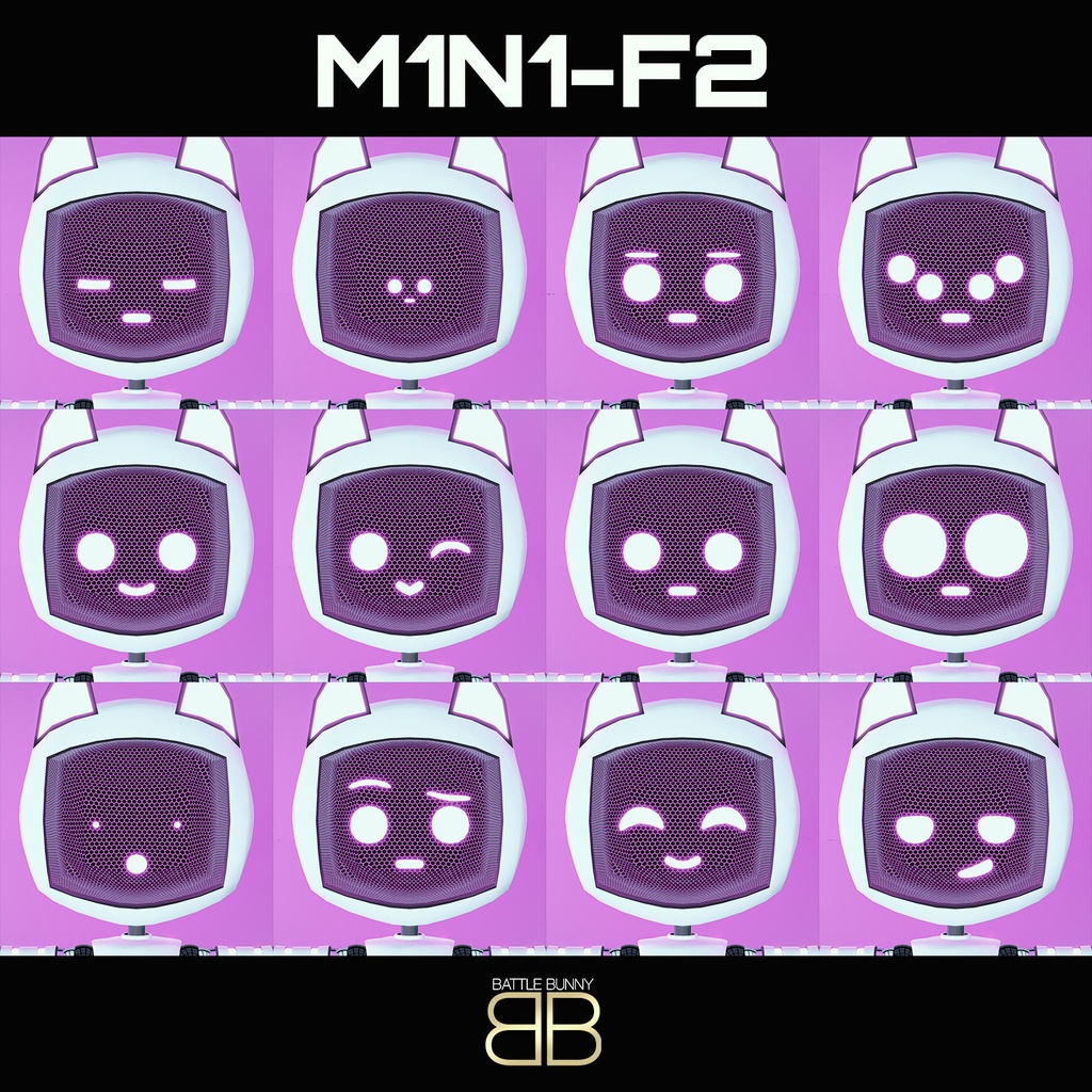 [Original 3D Model] M1N1-F2 Cute Neko Bot VRChat Avatar - Battle Bunny ...