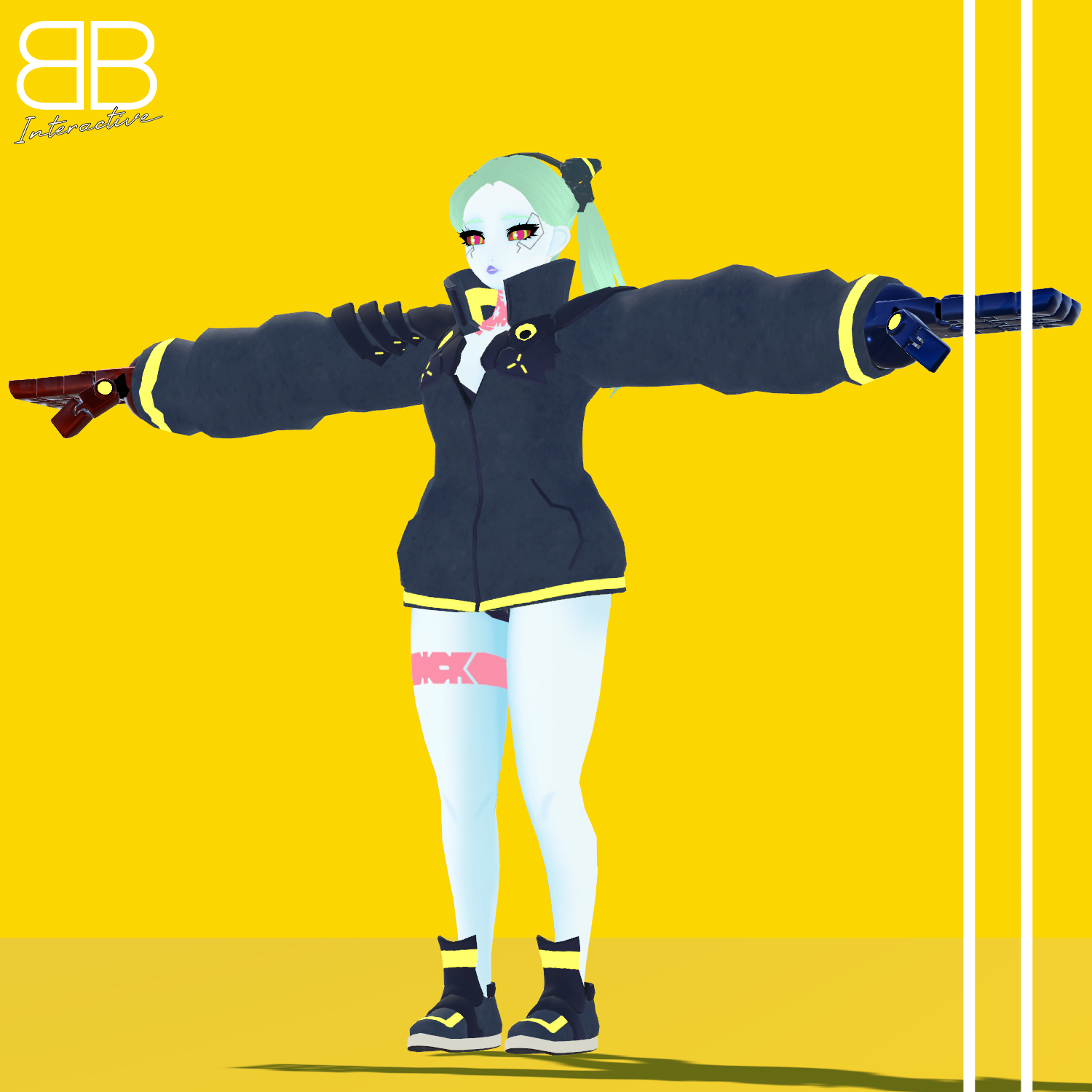 [Original 3D Model] Cyberpunk EdgeRunners Rebecca VRChat Avatar [Jade Base] - Battle Bunny Mods ...