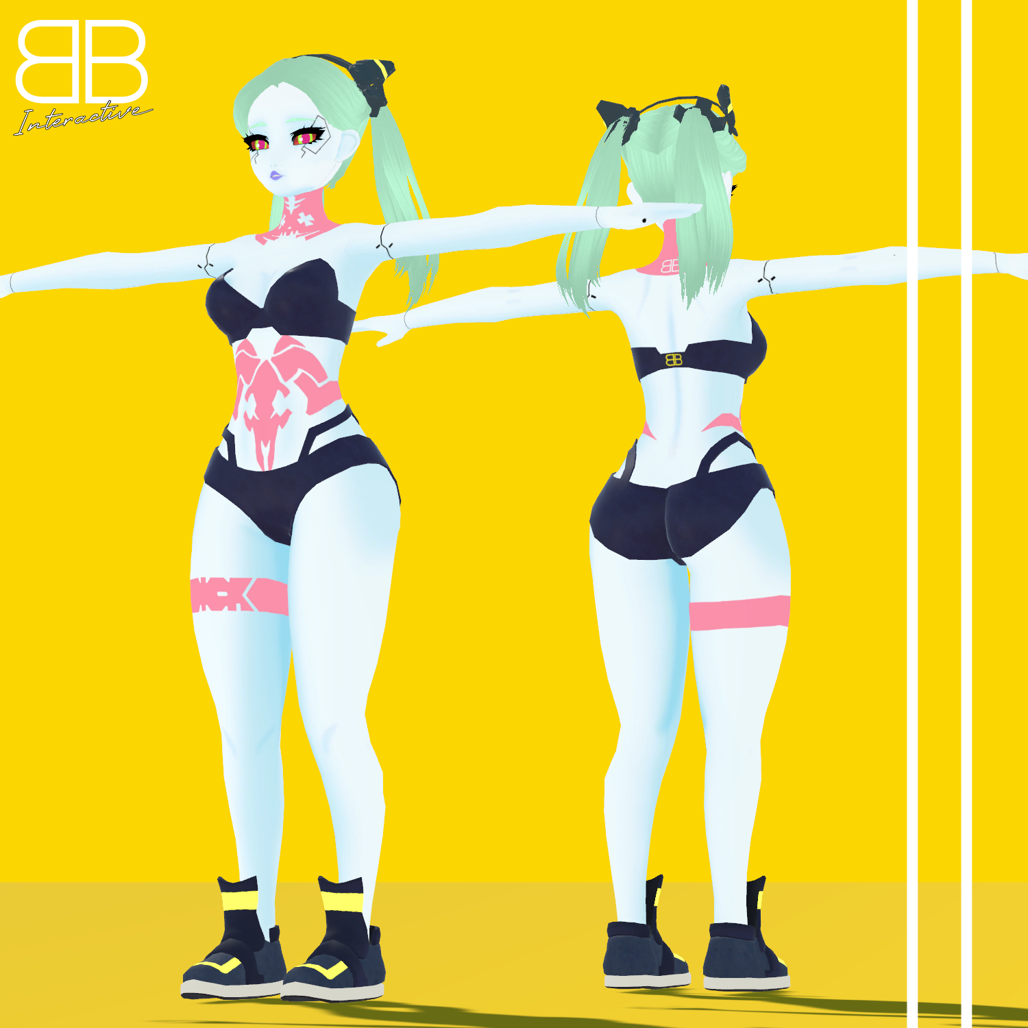[Original 3D Model] Cyberpunk EdgeRunners Rebecca VRChat Avatar [Jade Base] - Battle Bunny Mods ...