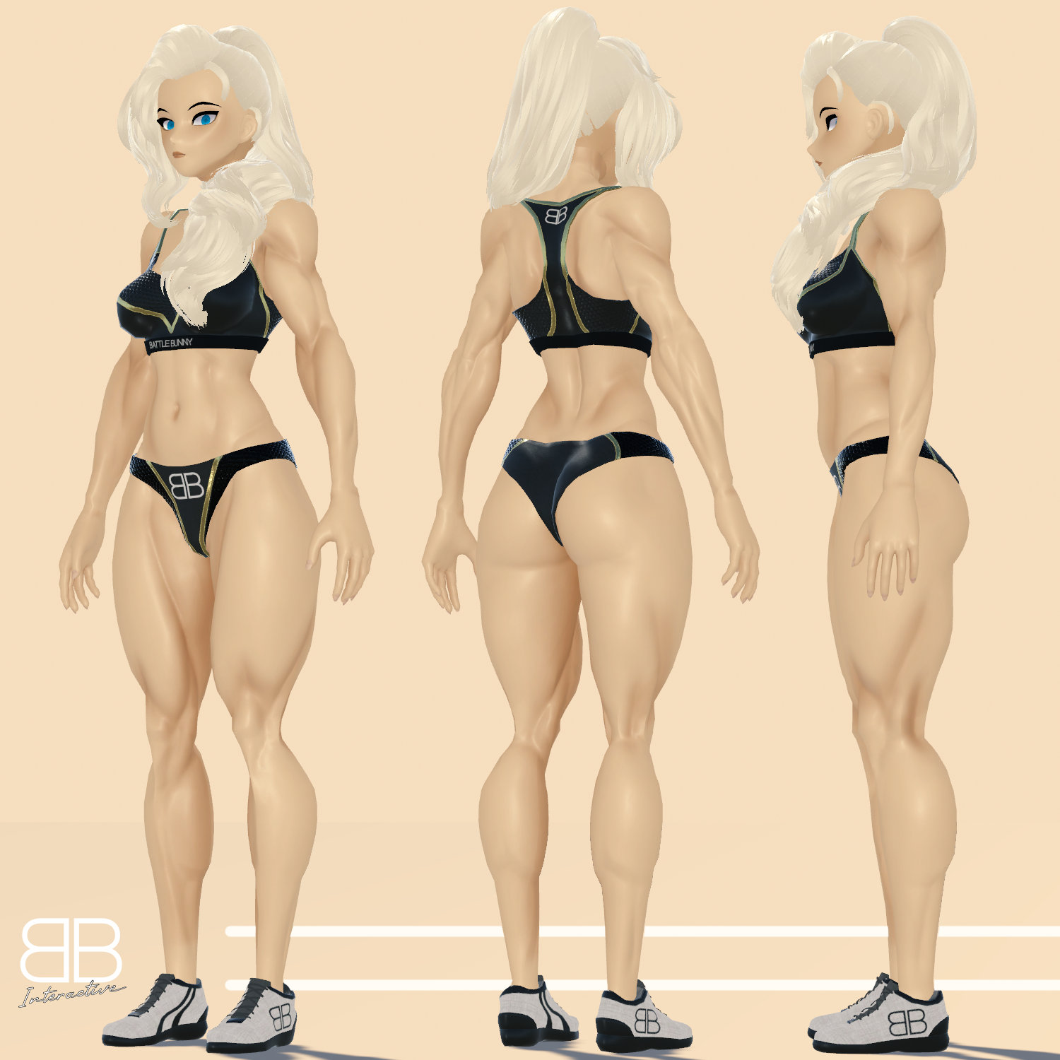 [Original 3D Model] ECHO Fit Muscular Female VRChat Base Model + Avatar - Battle Bunny Mods - BOOTH