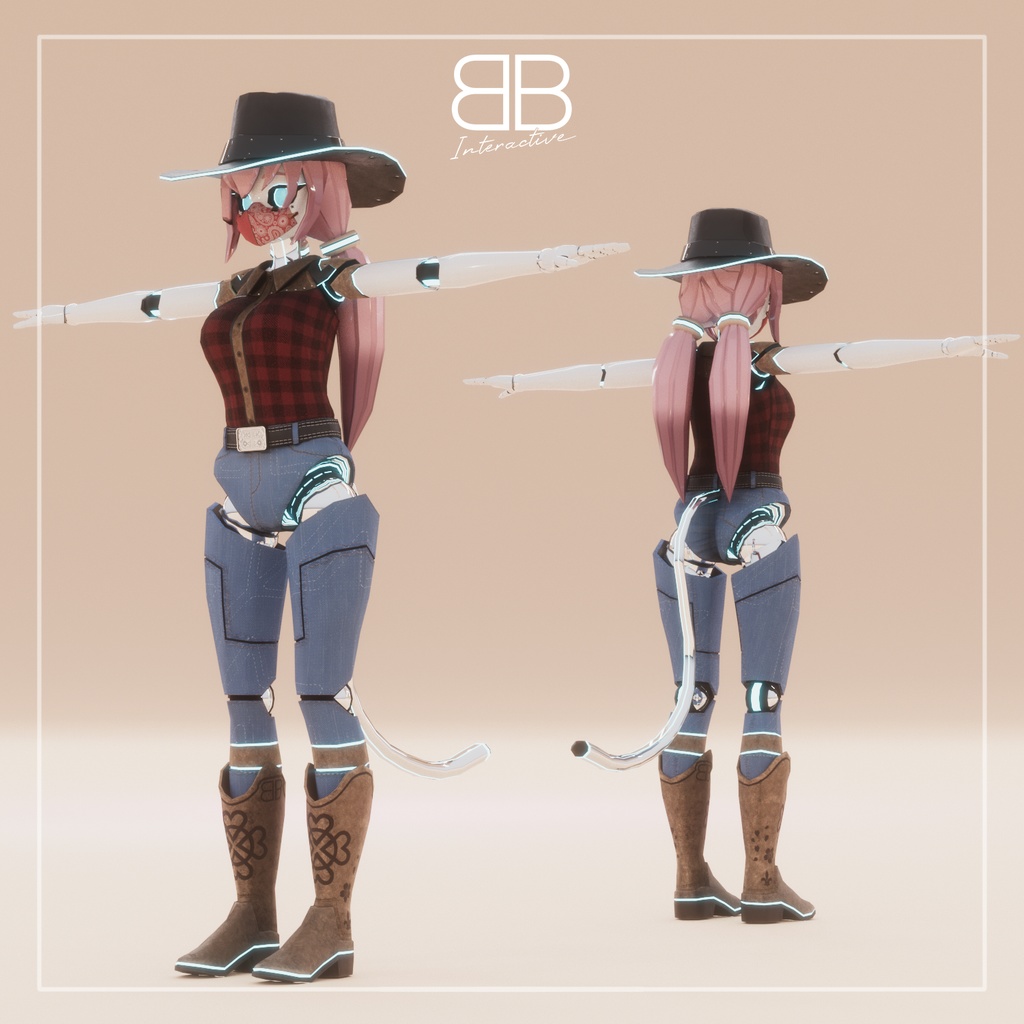 [Original 3D Model] TRINITY TR-23 Neko Robot CowGirl VRChat Avatar ...