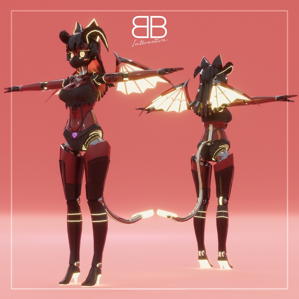 [Original 3D Model] TRINITY TR-24 Neko Demon Robot Girl VRChat Avatar - Battle Bunny Mods - BOOTH