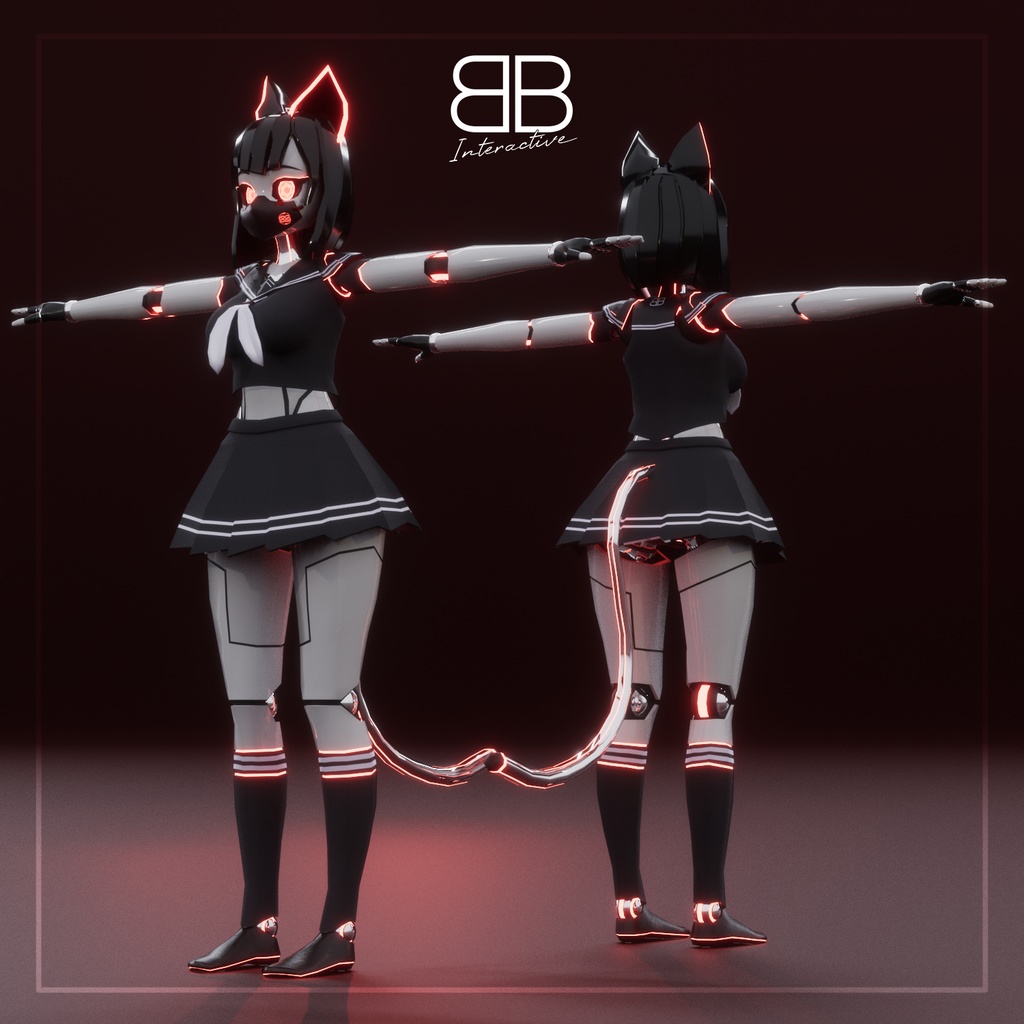 [Original 3D Model] TRINITY TR-28 Dark Sailor Robot Girl VRChat Avatar - Battle Bunny Mods - BOOTH
