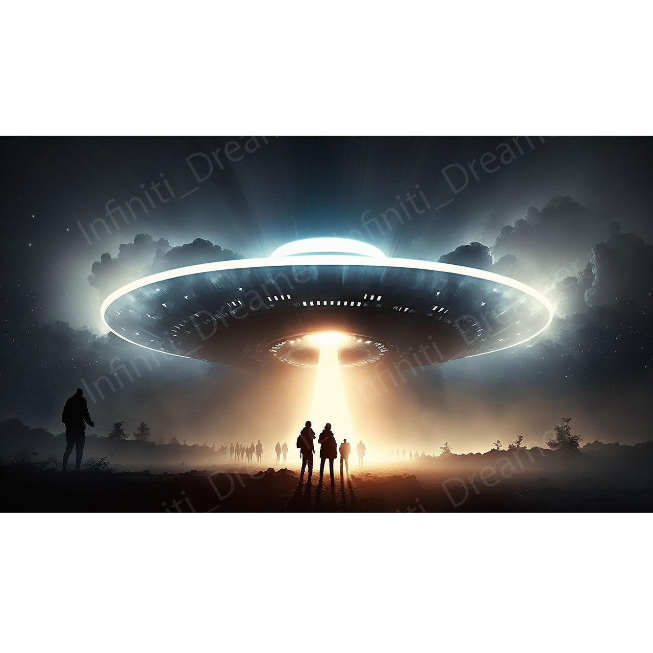 UFOと人々 宇宙開示 ディスクロージャー イラスト アート（デジタルコンテンツ ダウンロード販売） - Infinity_Dreamer ...