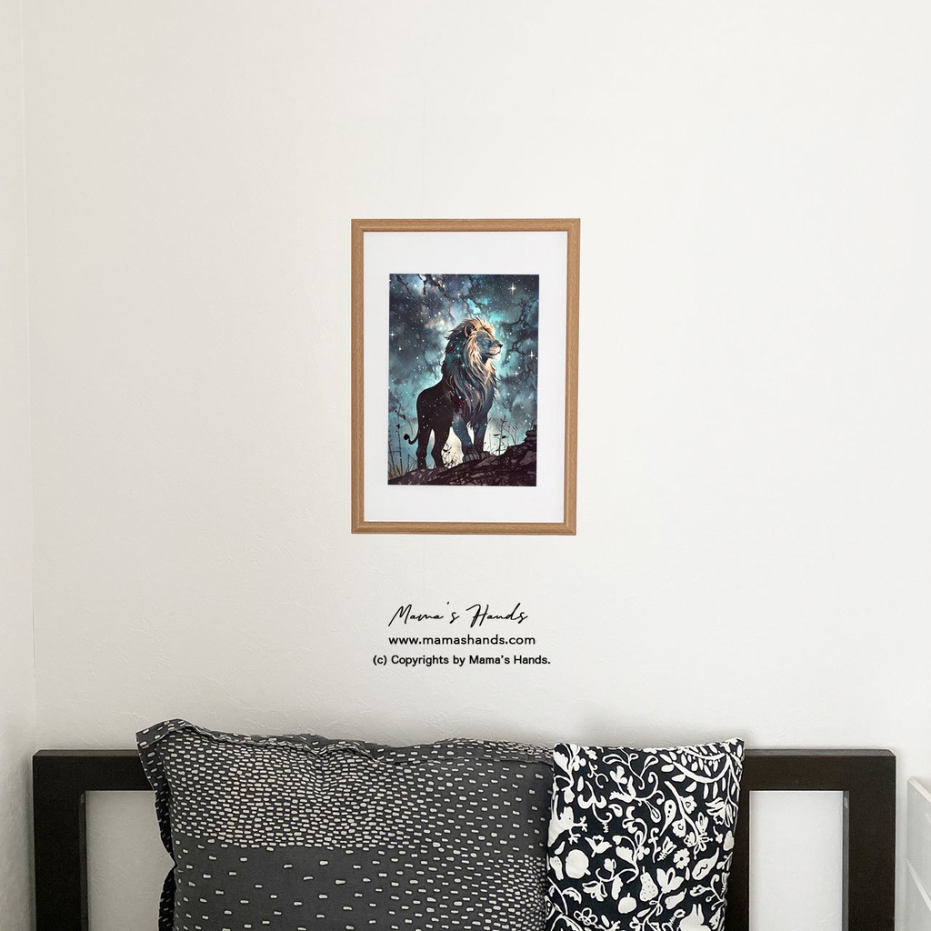 A4 ポスター アウトドア サファリ 夜空とライオンの神秘的な 宇宙 イラスト アート - infinitydreamer - BOOTH