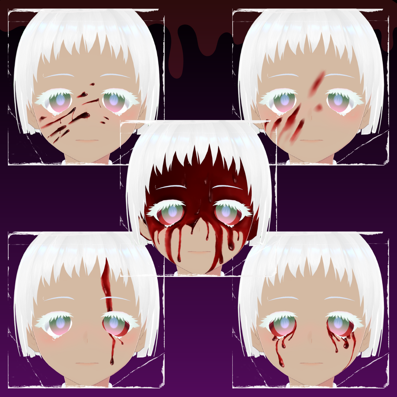 【VRoid Stable Ver】 Bloody Face texture set - LUK4 - BOOTH
