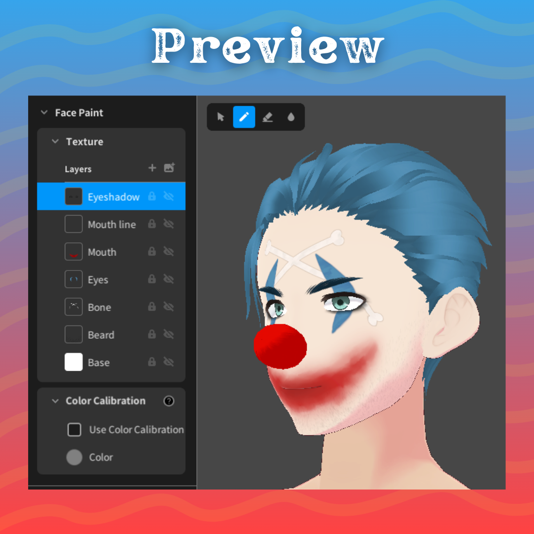 【VRoid】 Buggy clown makeup and face template - LUK4 - BOOTH