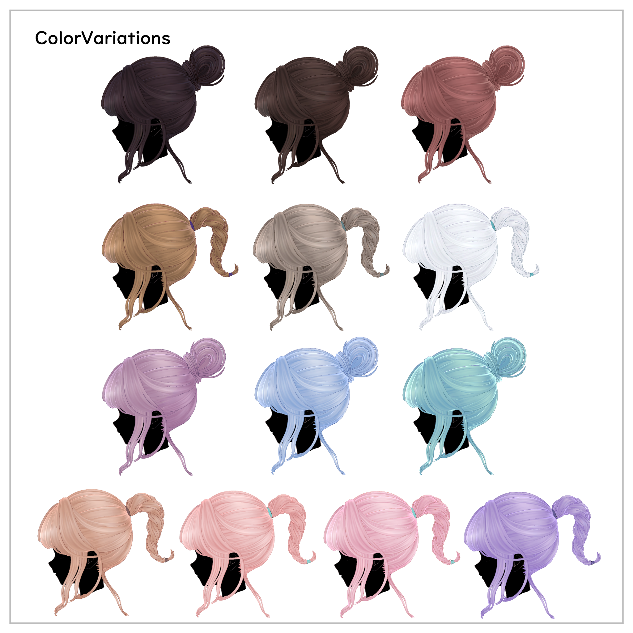 【6アバター対応】Catch My Messy Bun ＆ Braid【VRChat Hair】 - NookNook〈ﾇｰｸﾇｯｸ〉 - BOOTH