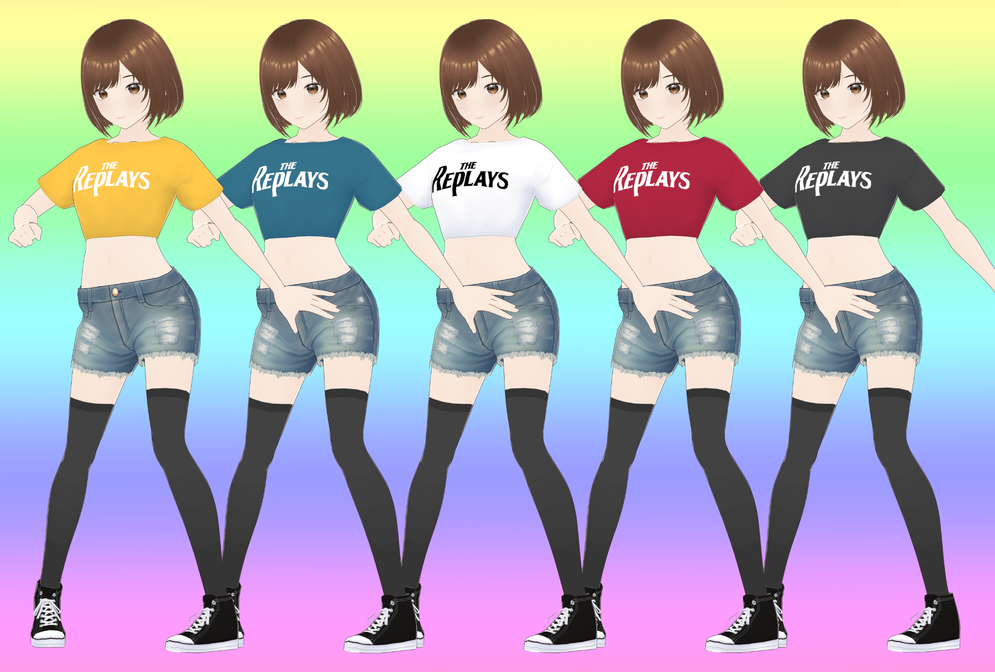 【VRoid用】The Replays B風ロゴ ミニT-shirt 5color セット - あれき屋BOOTH店 - BOOTH