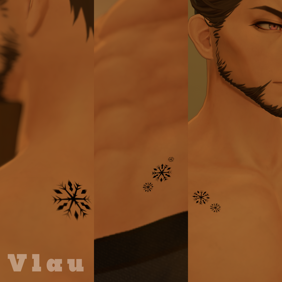 汎用・VRC想定 光る雪のデカール(タトゥー)/Snowflake Decal - Nenelle's Den - BOOTH