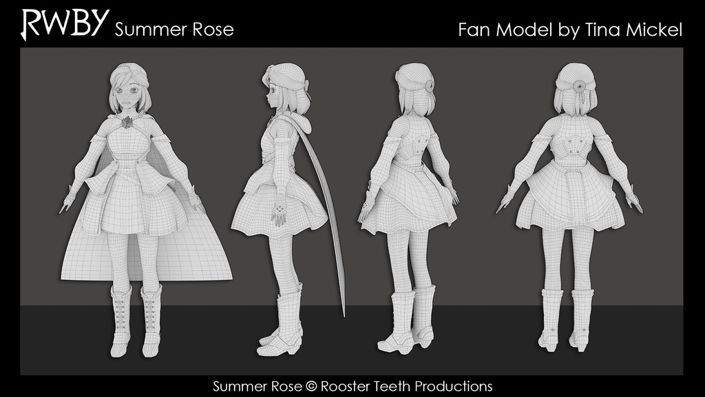Summer Rose Rigged RWBY Model - Tina Mickel's Model Land - BOOTH