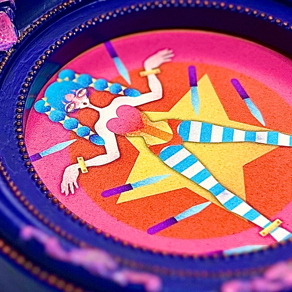 ナイフ投げのアシスタント 額入りカード - eye catcher - BOOTH