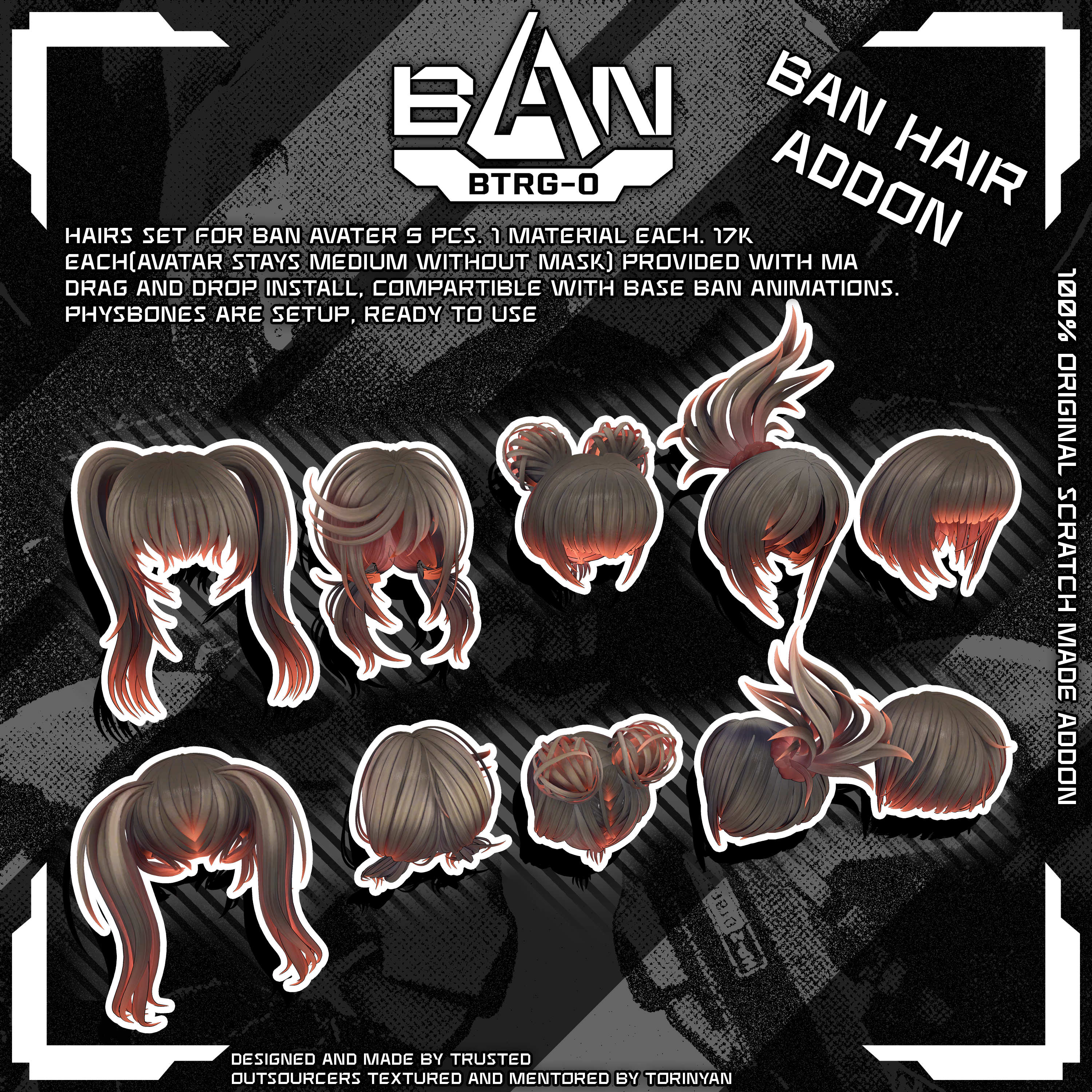 BAN Hair 5-Pack [Torinyan] - とりにゃん - BOOTH