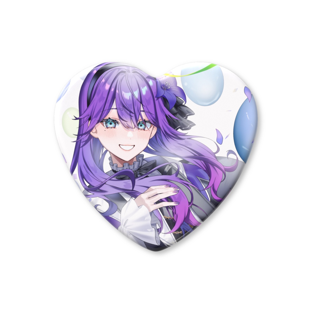 桔梗さく1周年グッズ-2025- ハート缶バッジ - s4k-kyo - BOOTH