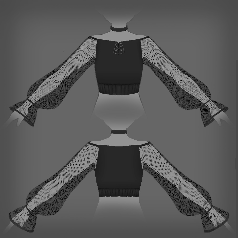 Off-Shoulder Crop Top [Vroid] - virtual-ciel - BOOTH