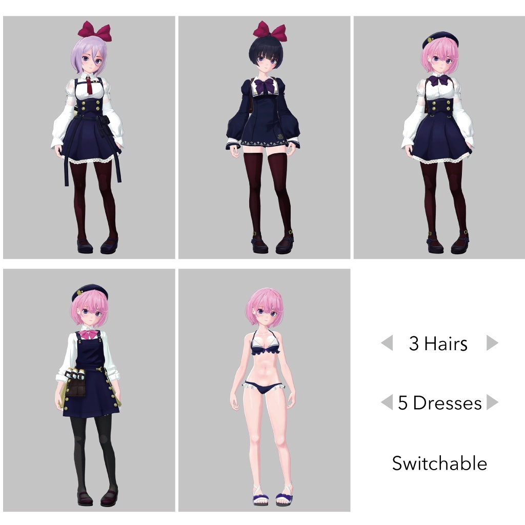 【VRChat】オリジナル3Dモデル P07_Nero & Bianco - Double D Development - BOOTH