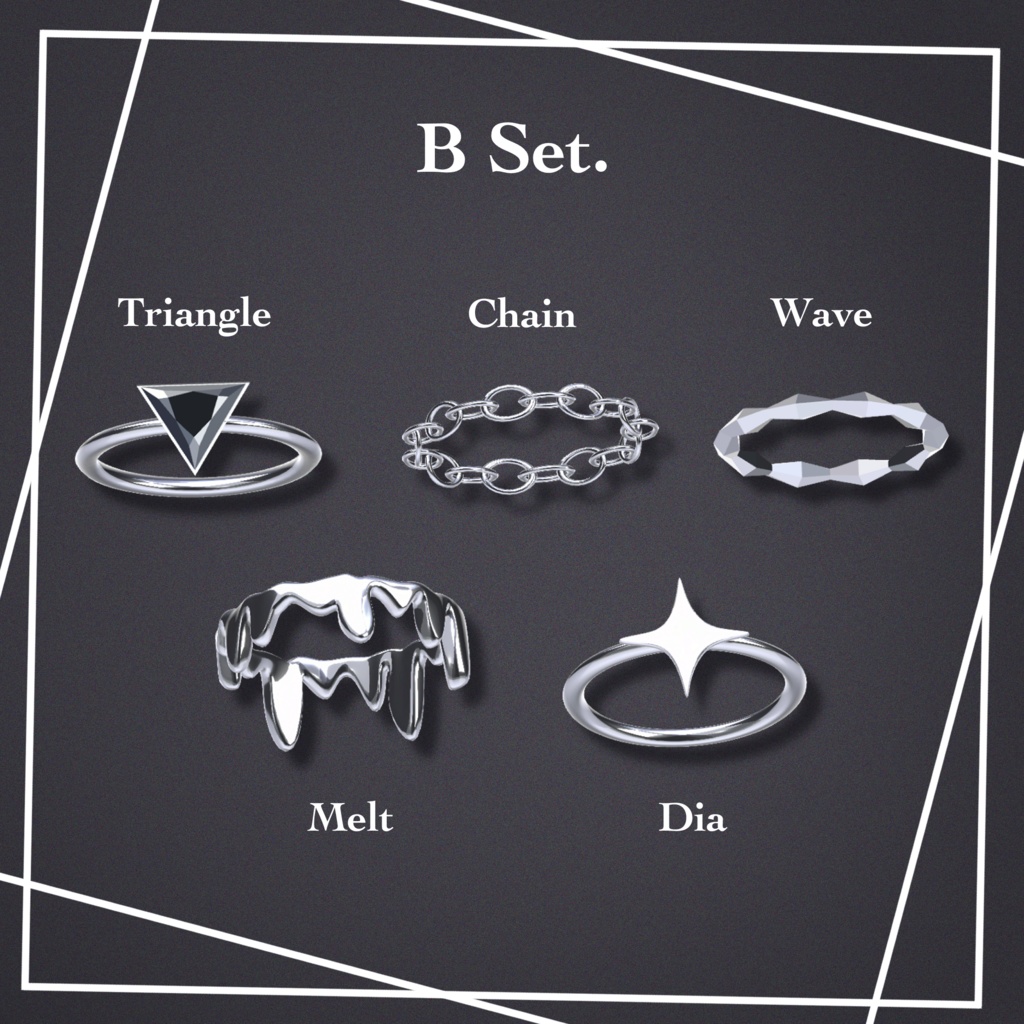 [全10種] # Y2K Metal Ring ⊿ VRChat - #EverSlumber⊿ - BOOTH