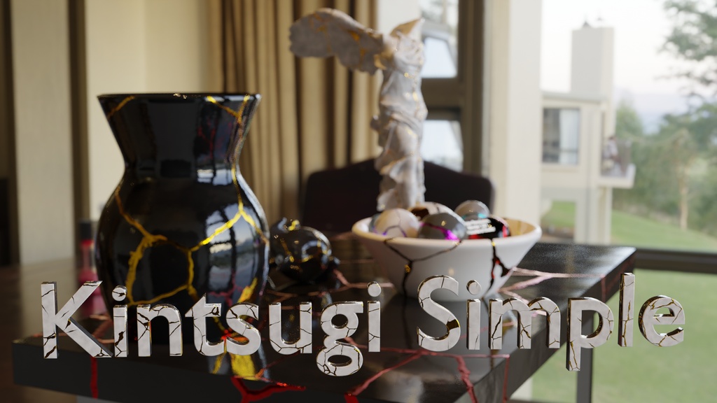 Kintsugi Simple - Blender Procedural Shader - ShaggyMummy - BOOTH