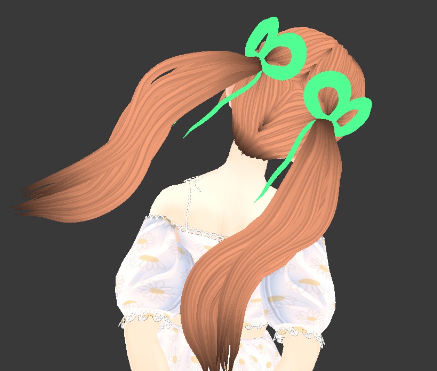 Vroid Pigtail hair preset with ribbons - kumamomo - BOOTH