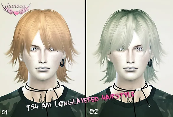 TS4 AM Longlayered Hairstyle - HANECO's BOX - BOOTH