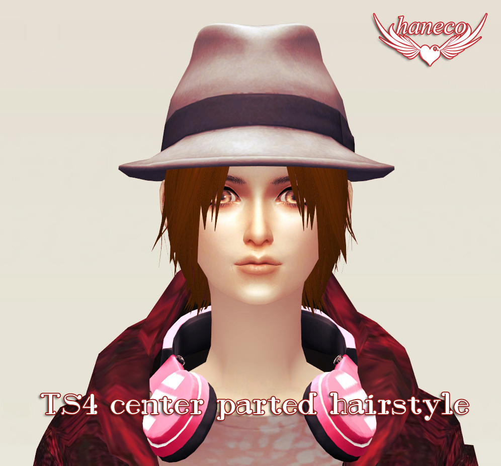 TS4 center parted hairstyle - HANECO's BOX - BOOTH
