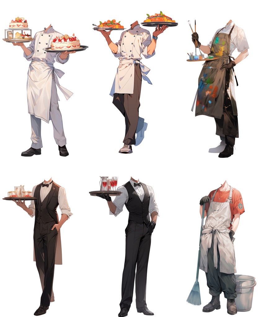 【立ち絵】職業｜男性【透過済50点】（スーツ ・運転手・医師 ・警官 ・料理人・店員 ・保育士 ・テレビ局・作業員 ・SP etc） - sozaiya-create - BOOTH