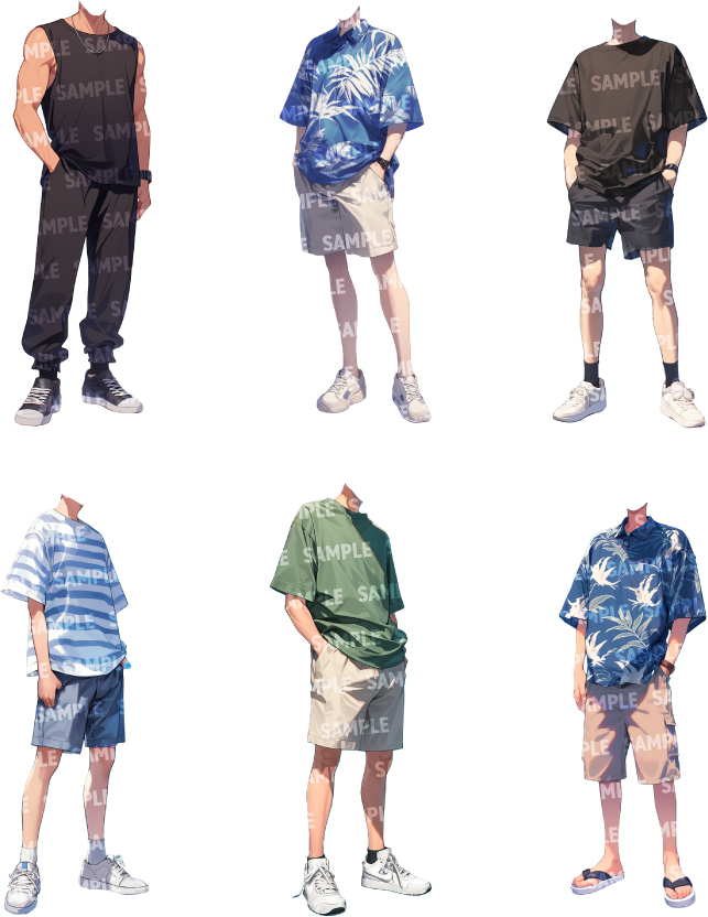 【立ち絵50点】夏服｜男性（png） - sozaiya-create - BOOTH