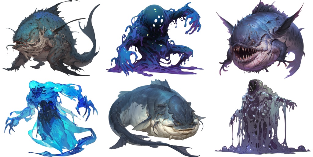 【怪物素材②】水棲系怪物・異形・魔物・魔獣50点【ゲーム/TRPG/クトゥルフ/CoC/ココフォリア】 - sozaiya-create - BOOTH
