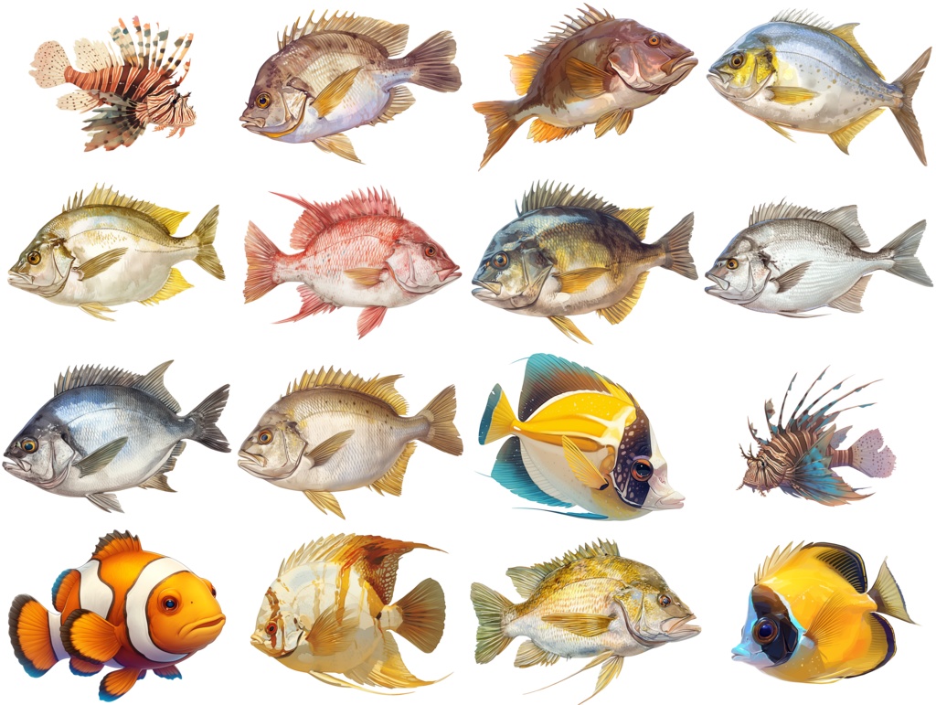 【水棲生物】透過イラスト素材150点【魚/海水魚/淡水魚/イカ/タコ/サメ/イルカ/クジラ/クラゲ/アザラシ/カメ】 - sozaiya-create - BOOTH