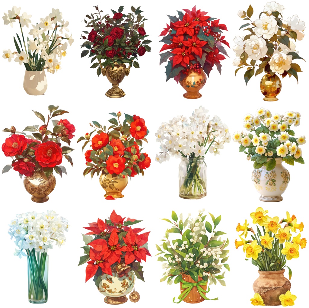 【透過素材100点】季節の花瓶素材｜春夏秋冬【png】 - sozaiya-create - BOOTH