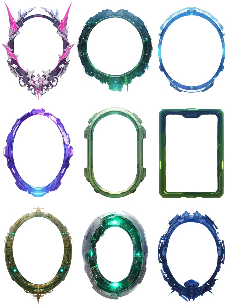 【透過素材120点】額縁｜サイバー風 60点 ️2種【png】 - sozaiya-create - BOOTH
