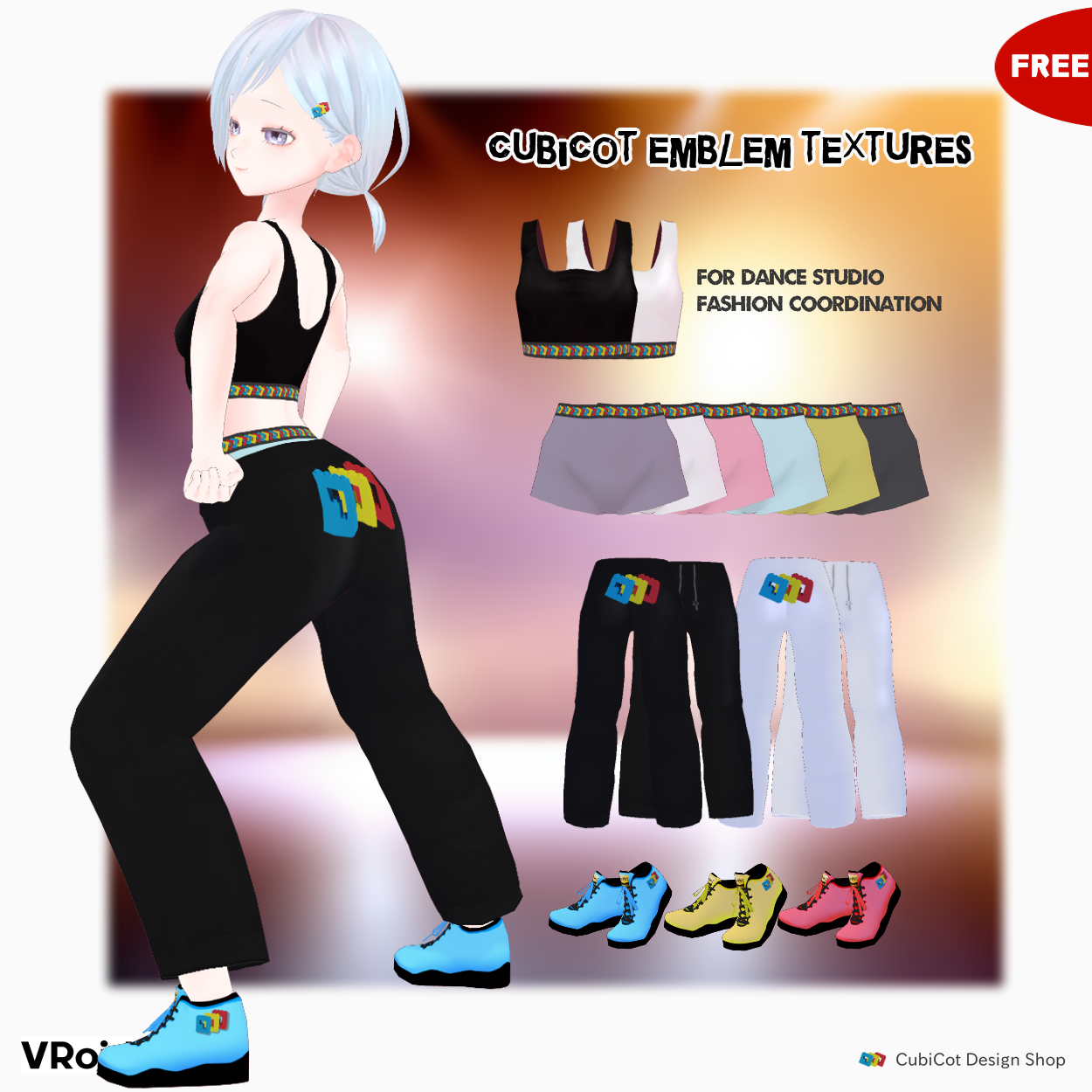[VRoid+XWear] CubiCot emblem textures / coordination for dance studio - CubiCot Design Shop - BOOTH