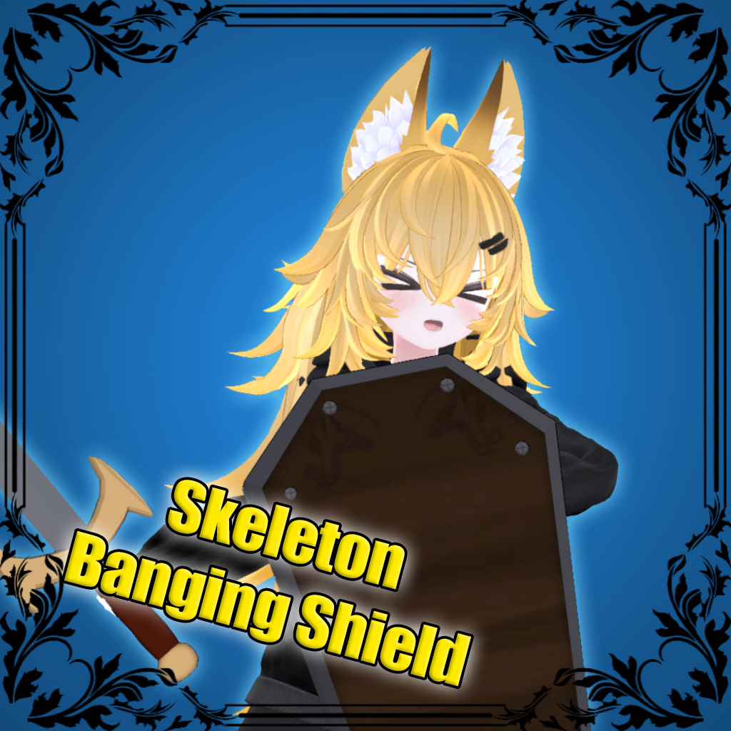 Skeleton Banging Shield (Meme) Emote - thedao77 - BOOTH