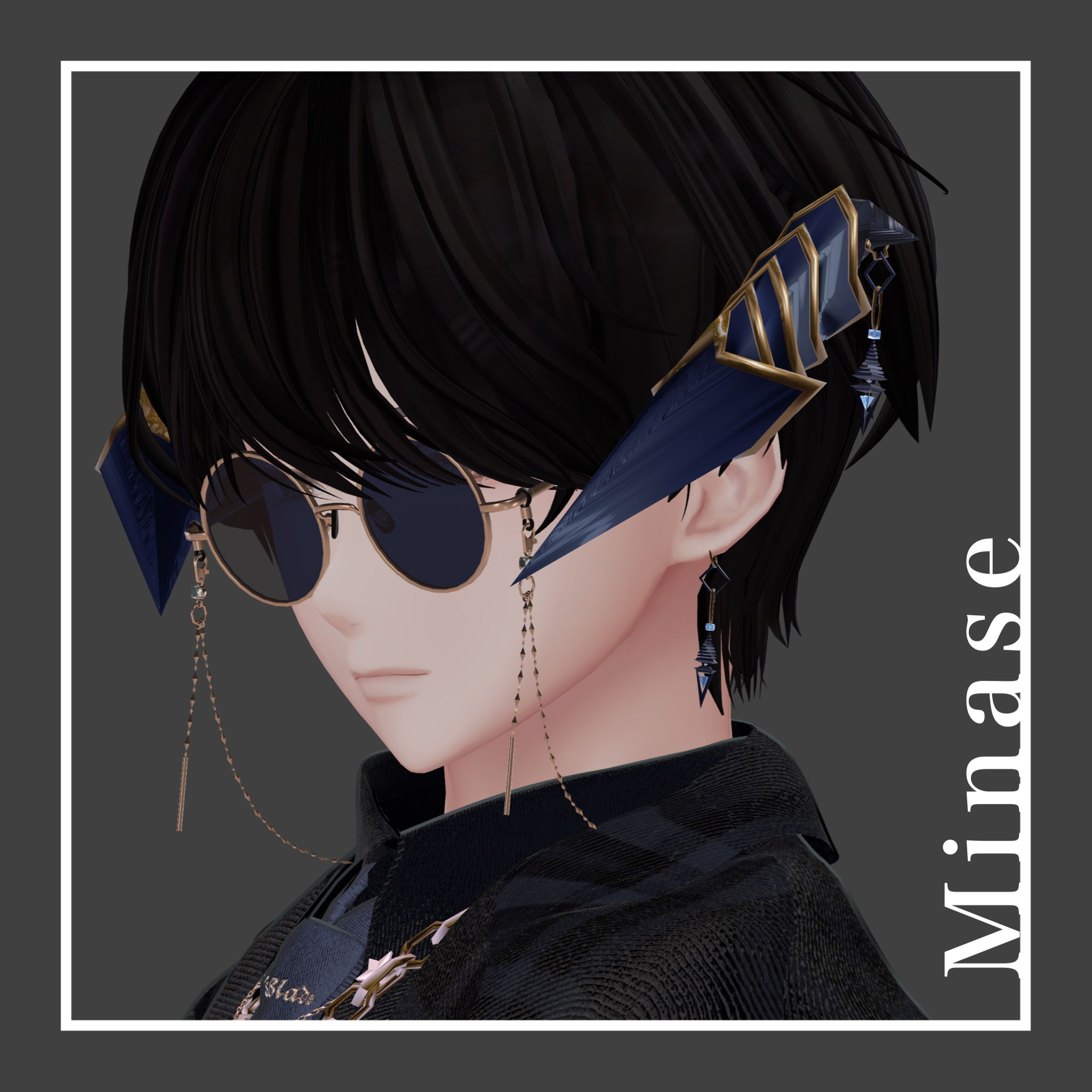 【VRChat想定】 セグメントホーン＆チャームイヤリングセット - SharpEdge - - Sayo-ichi - BOOTH