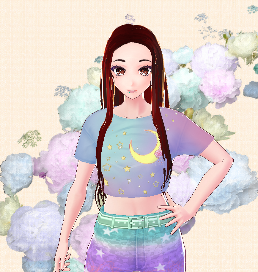 Free VRoid Mini T-Shirt Texture Pastels and sparkly Moon - kaitosai - BOOTH