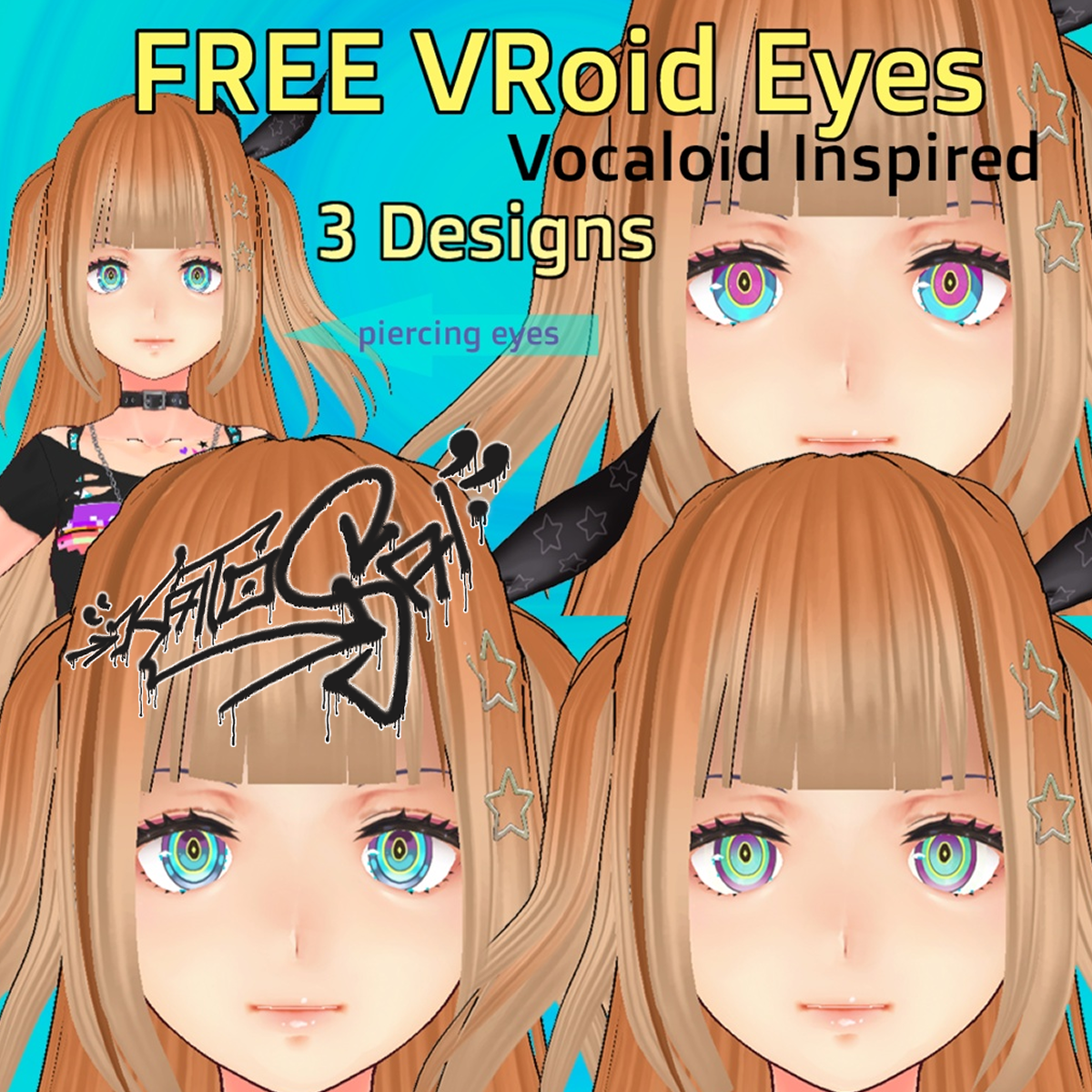 Free VRoid Eyes「Gimme×Gimme MV 」初音ミク・鏡音リン Vocaloid Iris Textures ...