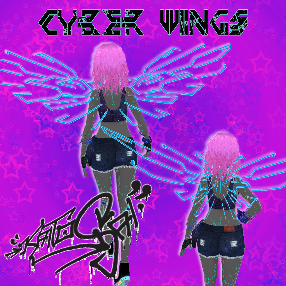 Cyber Pixie and Cyber Angel Wings for VRoid Stable FREE - kaitosai - BOOTH