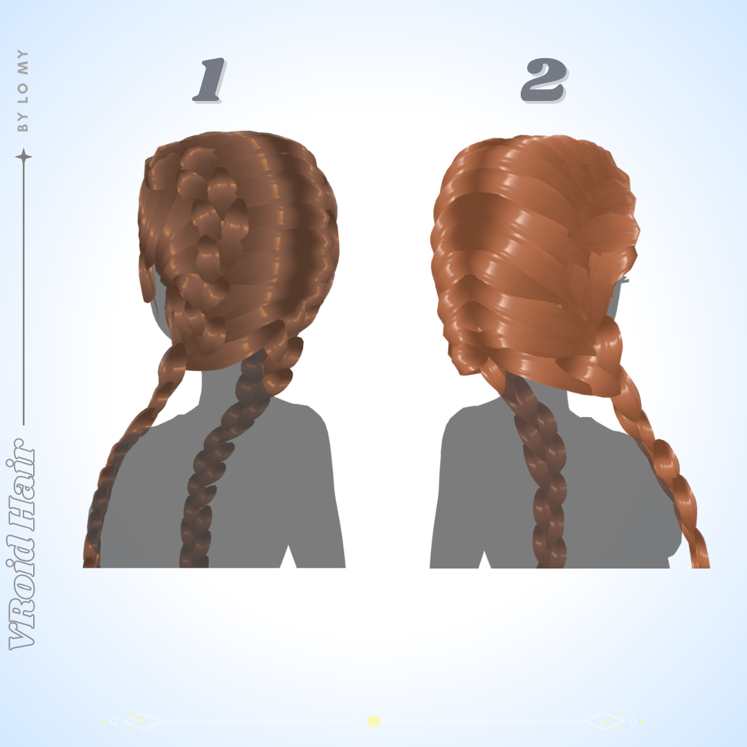 【VRoid】Hair Preset Very Long French Braids - lomy - BOOTH