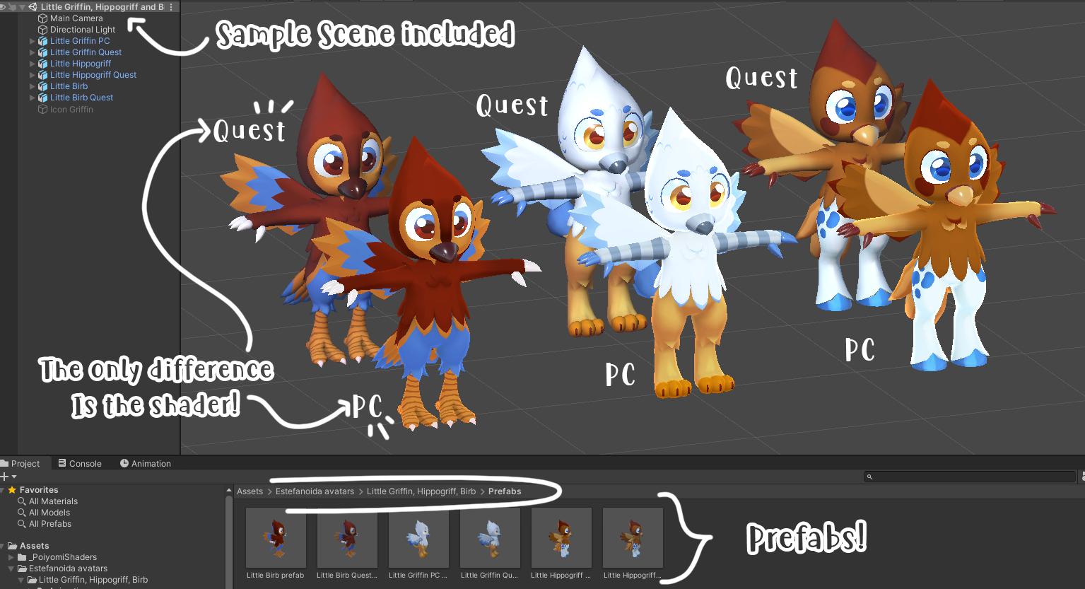 Little Griffin, Hippogriff and Birb 3D model/VRChat Avatarアバター (PC ...