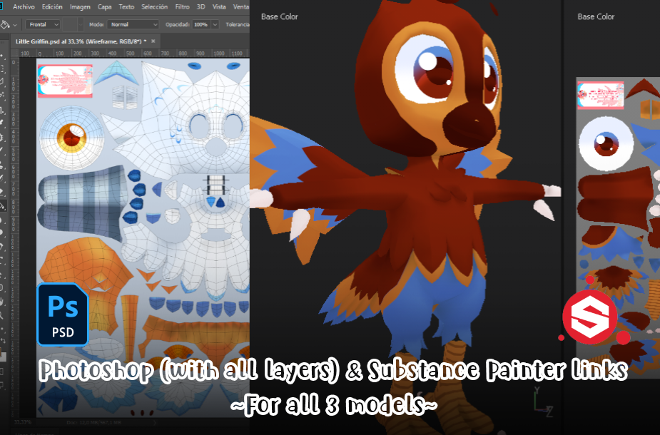 Little Griffin, Hippogriff and Birb 3D model/VRChat Avatarアバター (PC ...