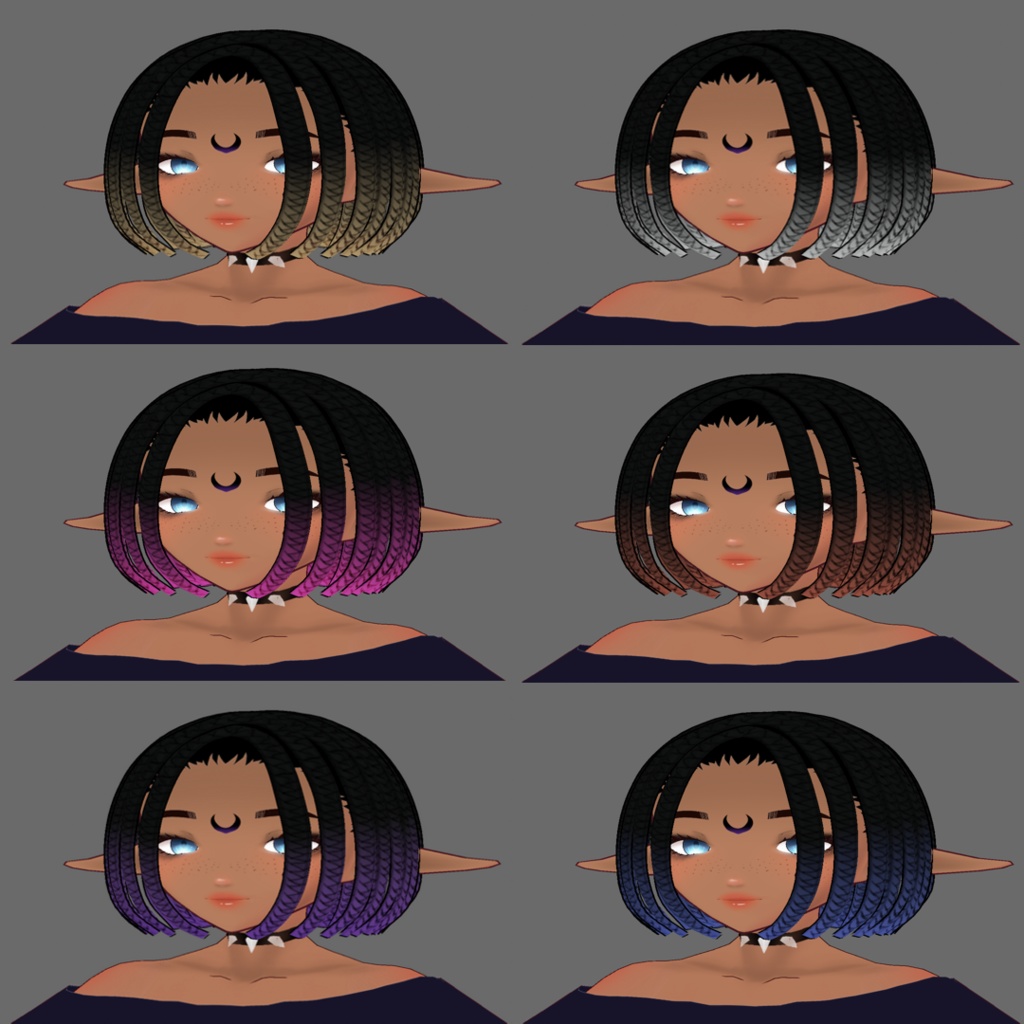 [Vroid] 2 Braided Hairstyles Hair Pack - VThreads - BOOTH