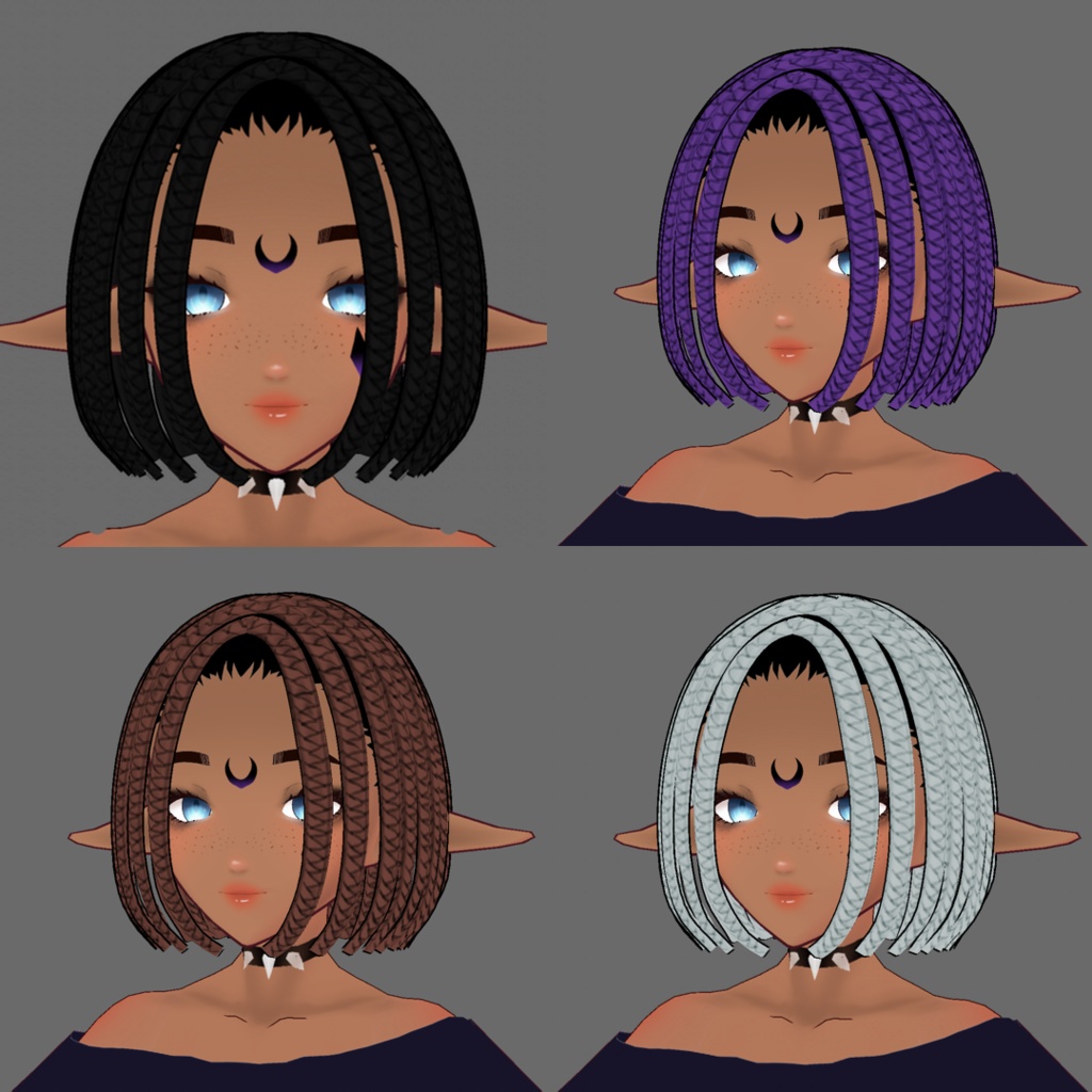 [Vroid] 2 Braided Hairstyles Hair Pack - VThreads - BOOTH